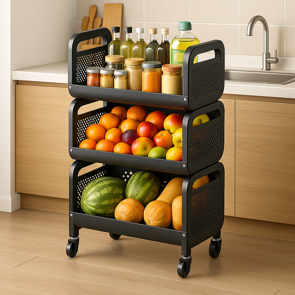 3-Tier Compact Rolling Storage Cart – HaulJunction Pakistan
